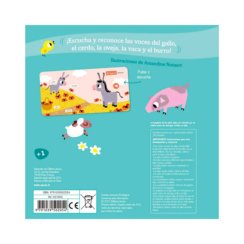 Libro de Sonidos Animales de la Granja de Auzou en Minikidz